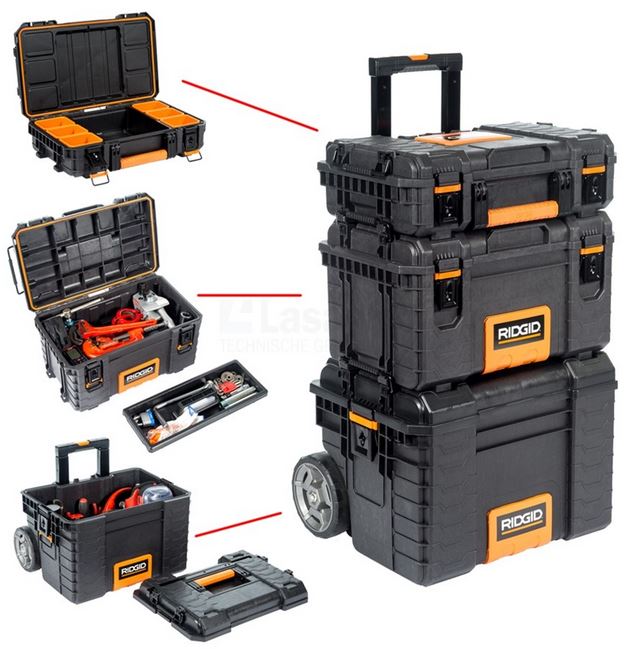 3 PIECE SET RIDGID Professional Tool Storage Box Organizer Portable ...