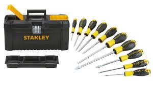Stanley 16" tool box and 10 piece screw driver set